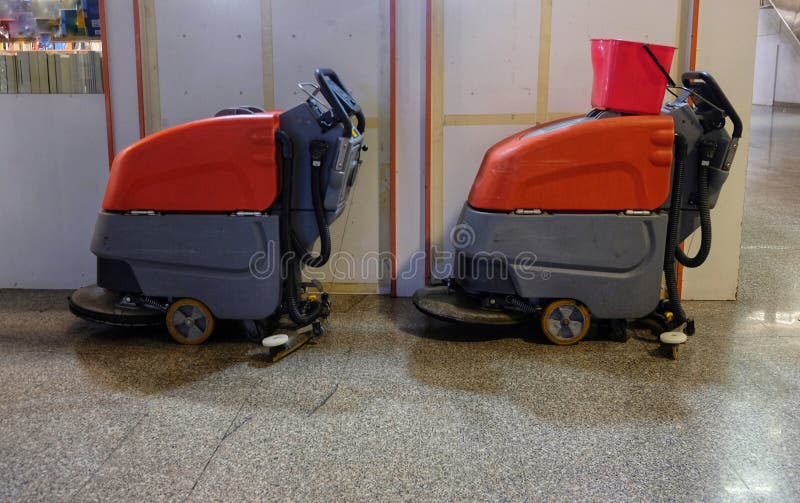 2 floor cleaning machines stock image. Image of service - 121929675