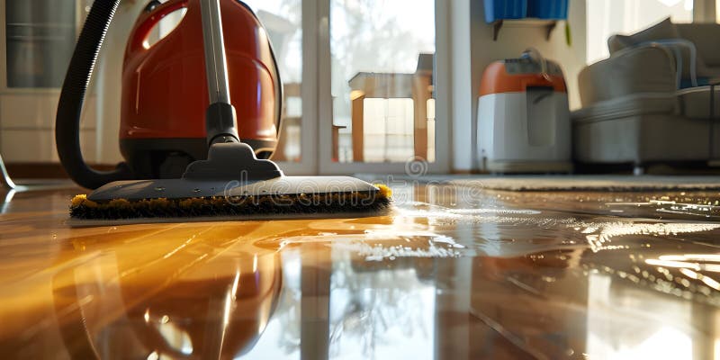 Floor Cleaning with Mob with Cleanser and Vacuum Cleaner at Home ...