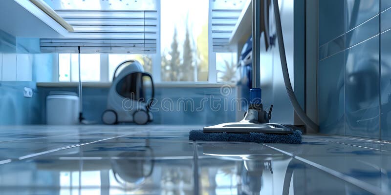 Floor Cleaning with Mob with Cleanser and Vacuum Cleaner at Home ...