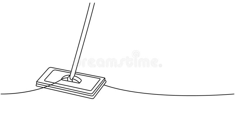 Floor Cleaning Mop One Line Continuous Drawing. Cleaning Service Tools ...