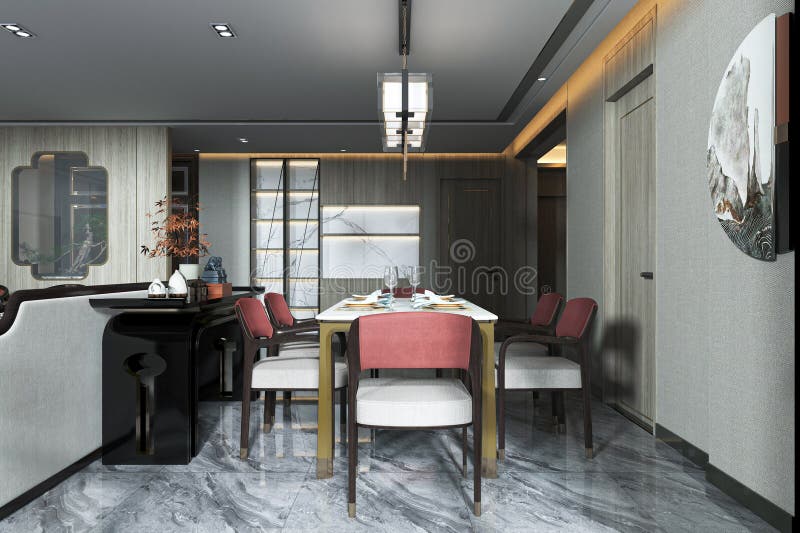 Floor and Dining Table Arrangements for a Smart Dining Room Interior ...