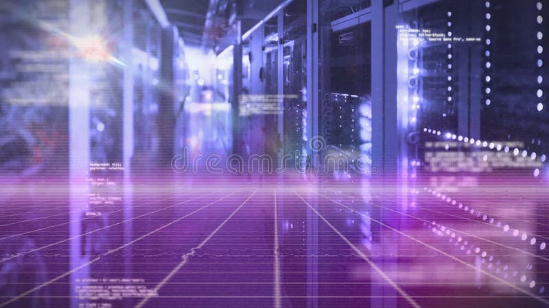 Floor Grid Activating Code Scrolling Lens Flare Sweeping Server Corridor Visualizing Data Flow ...