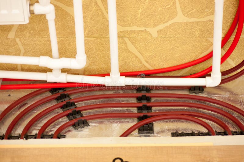 Floor Heating Pipe. Installation of Engineering Systems in a Building ...