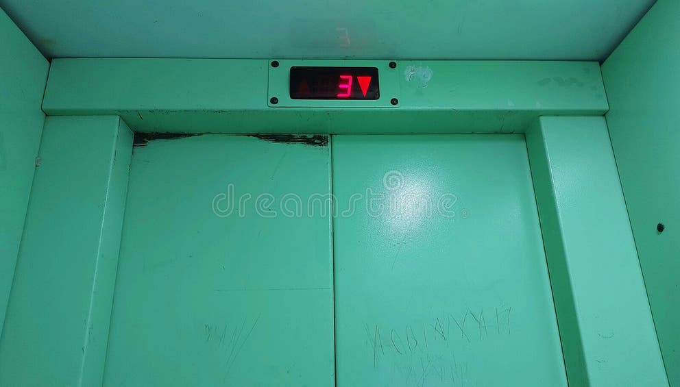 Floor Indicator Inside the Elevator. a Battered Elevator Cabin Stock ...