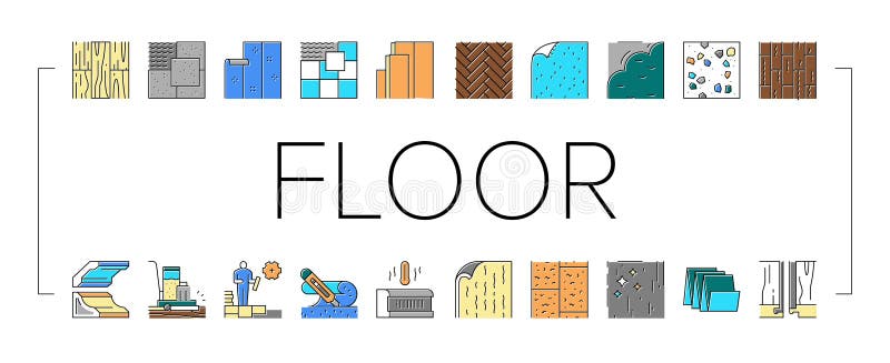 Floor Installation Collection Icons Set Vector . Stock Vector ...