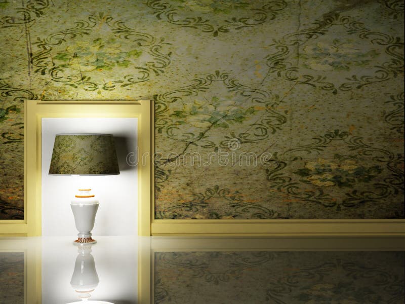 Floor Lamp in the Empty Room Stock Illustration - Illustration of ...