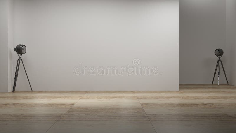 Floor Lamp in Empty Room 3d Rendering Stock Illustration - Illustration ...