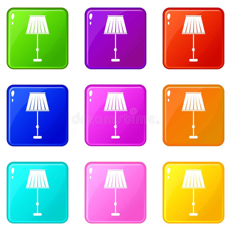 Floor lamp icons 9 set stock vector. Illustration of lamp - 96143275
