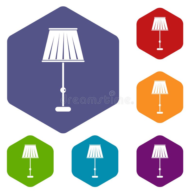 Floor Lamp Icons Set Hexagon Stock Vector - Illustration of logo ...