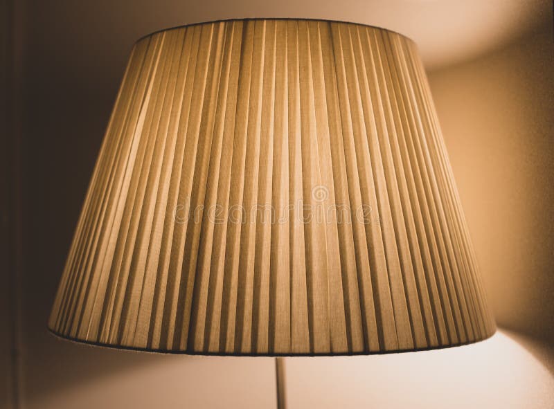 Floor Lamp with Warm Light and Reflection in the Window Stock Image ...