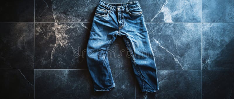 On the Floor Lies a Pair of Blue Jeans, Possibly Abandoned or ...