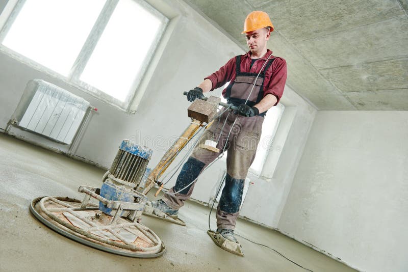 Floor Machine Grinding by Power Trowel Stock Image - Image of flooring ...