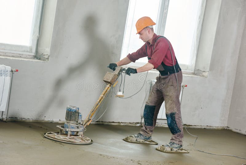 Floor Machine Grinding by Power Trowel Stock Photo - Image of covering ...
