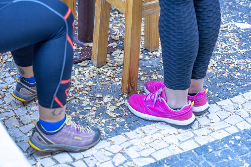 Floor with Many Roasted Peanut Shells Being Stepped on by People Eating ...