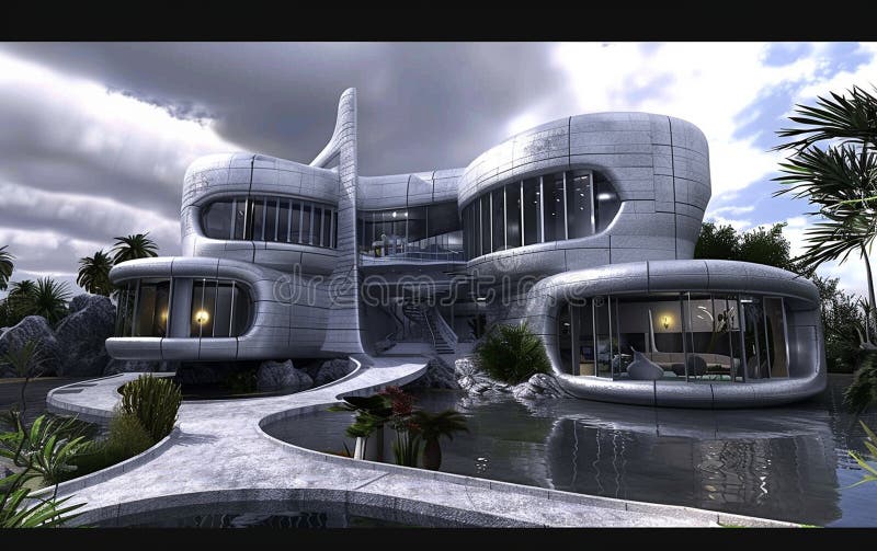 A 2-Floor Modern House Design -Generative Ai Stock Photo - Image of ...