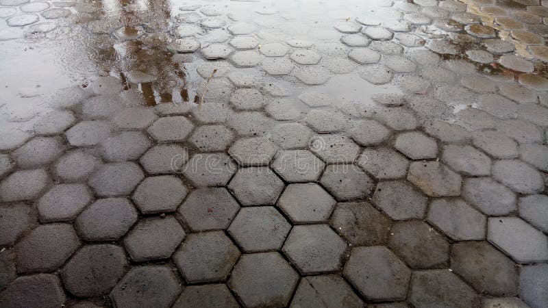 Floor Outside the House Made of Hexagon Shaped Cement Bricks Stock ...