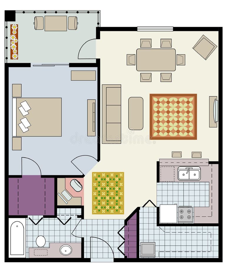 One Bedroom Floor Plan Stock Illustrations – 244 One Bedroom Floor Plan ...