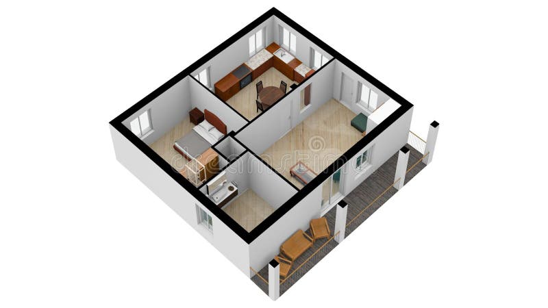 3d Floor Plan for Real Estate Floor Plan Stock Illustration ...