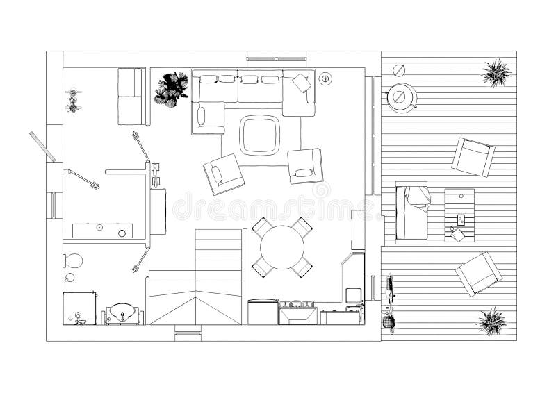Floor plan sketch stock illustration. Illustration of plan - 100532088