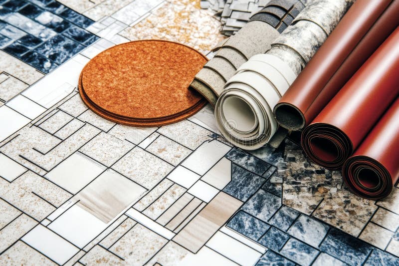 Interior Design Materials Color Samples Floor Plan Blueprint Stock ...