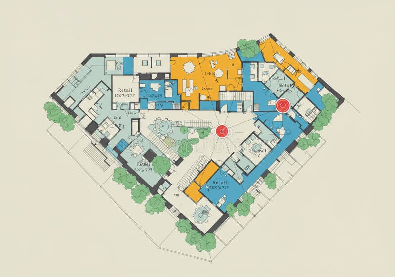 Floor Plan of a Building with an Irregular Polygonal Shape. it Includes ...