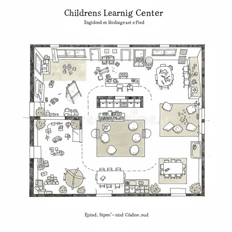 Floor Plan of a Children S Learning Center Featuring Multiple Activity ...