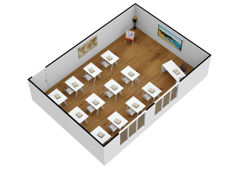 Floor Plan. Class Room Plan. Presentation Isometric Classroom. Stock ...