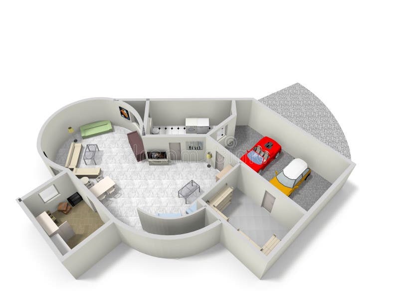 Floor Plan. Color Floor Plans 3d. 3D Illustration Floor Plan Stock ...