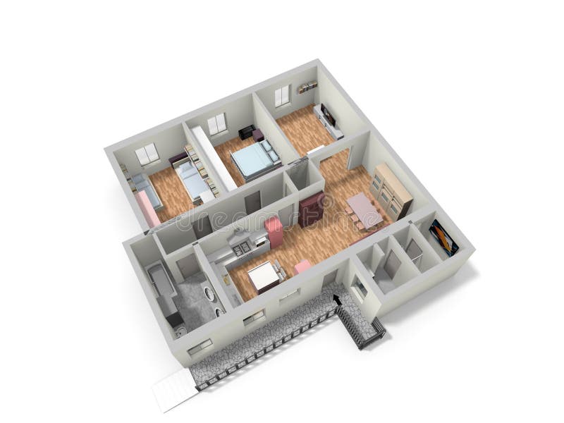 Floor Plan. Color Floor Plans 3d. 3D Illustration Floor Plan Stock ...