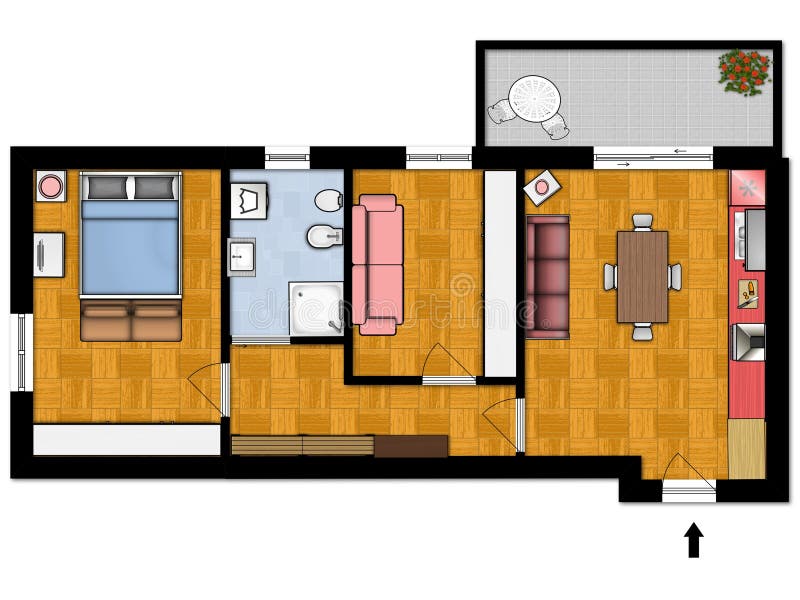 Floor Plan 2d. Black&white Floor Plan. Stock Illustration ...