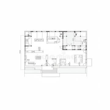 Floor Plan Depicting a Rectangular Space with Various Rooms. Central ...