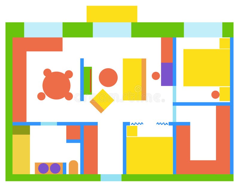 Floor Plan with Functional Zoning of the Apartment Premises. Vector ...