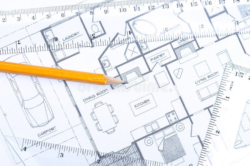 Floor Plan and Architect S Tools Stock Photo - Image of plan ...