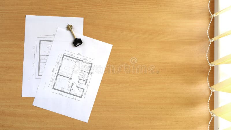 Floor Plan of the House is Located on the Table Stock Image - Image of ...