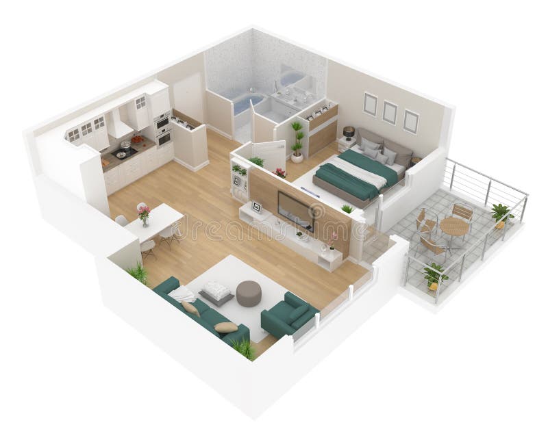 Floor Plan of a House Top View. Open Concept Living Appartment Layout ...