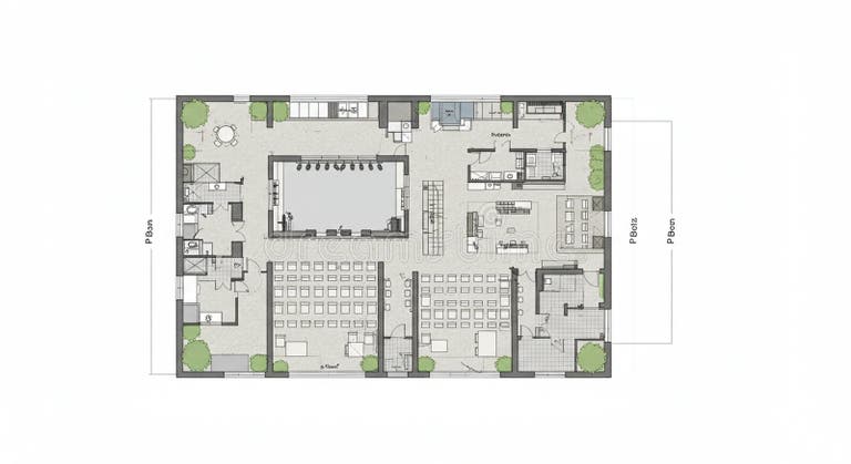 Floor Plan Illustrating a Spacious, Rectangular Layout with Multiple ...