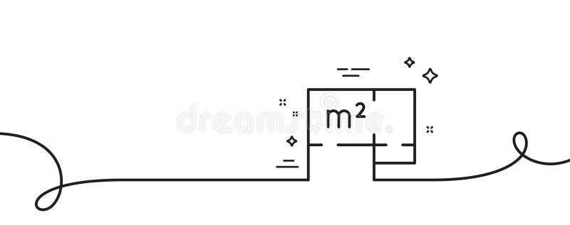 Floor Plan Line Icon. House Floorplan Sign. Continuous Line with Curl ...