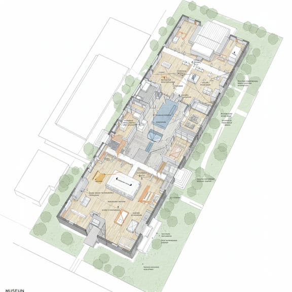 Floor Plan of a Modern Building, Possibly a Museum, Showcasing a ...