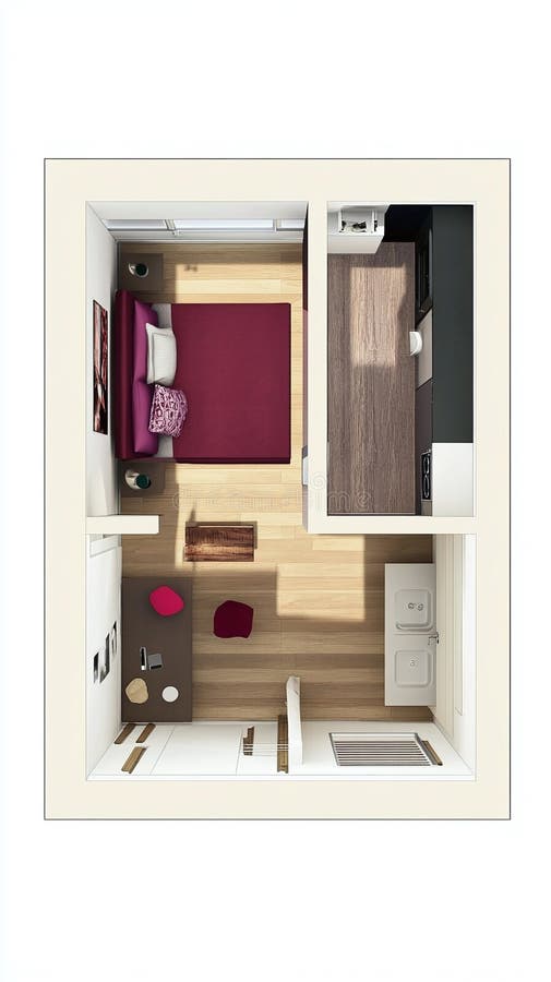 Floor Plan of a Modern Studio Apartment with Creative Use of Small ...