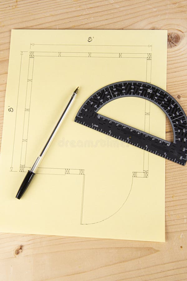 Floor plan with protractor stock photo. Image of vector - 372642602