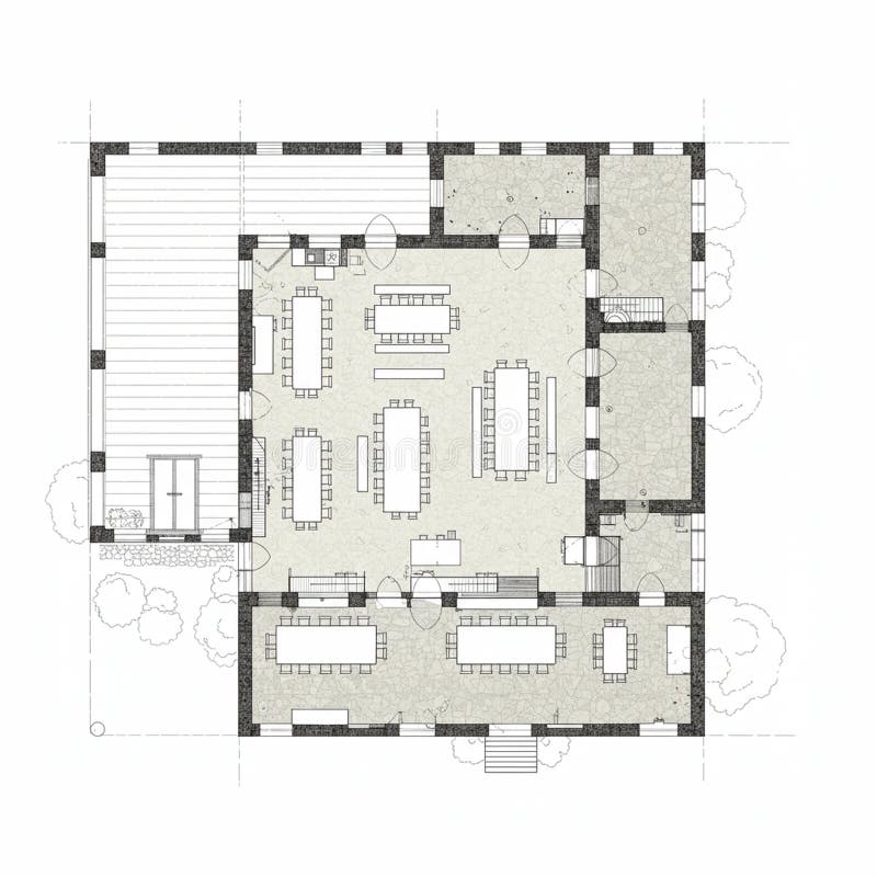 Floor Plan of a Rectangular Building Featuring Multiple Rooms and ...