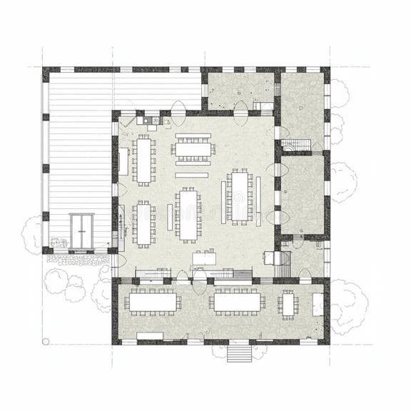 Floor Plan of a Rectangular Building Featuring Multiple Rooms and ...
