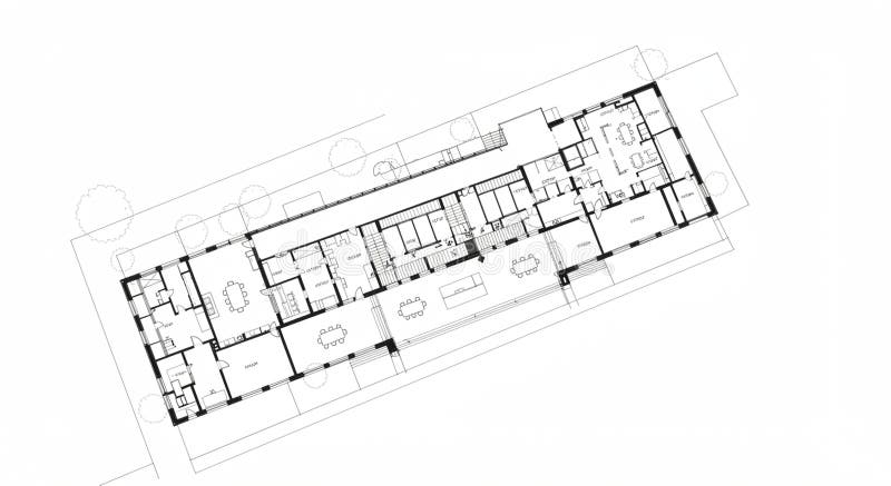 Floor Plan of a Rectangular Building with a Linear Layout. the Space ...