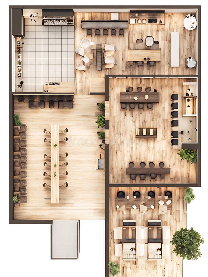 Floor Plan of a Restaurant with a Modern Design. the Layout Features a ...