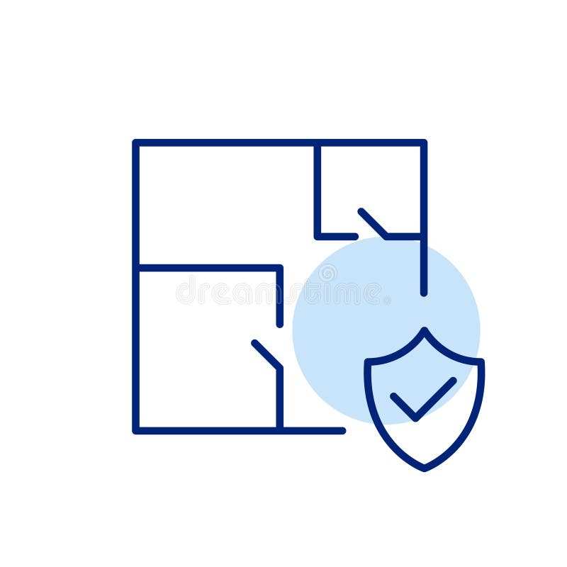 Floor Plan, Security Shield with Check Mark. Certified Building Safety ...