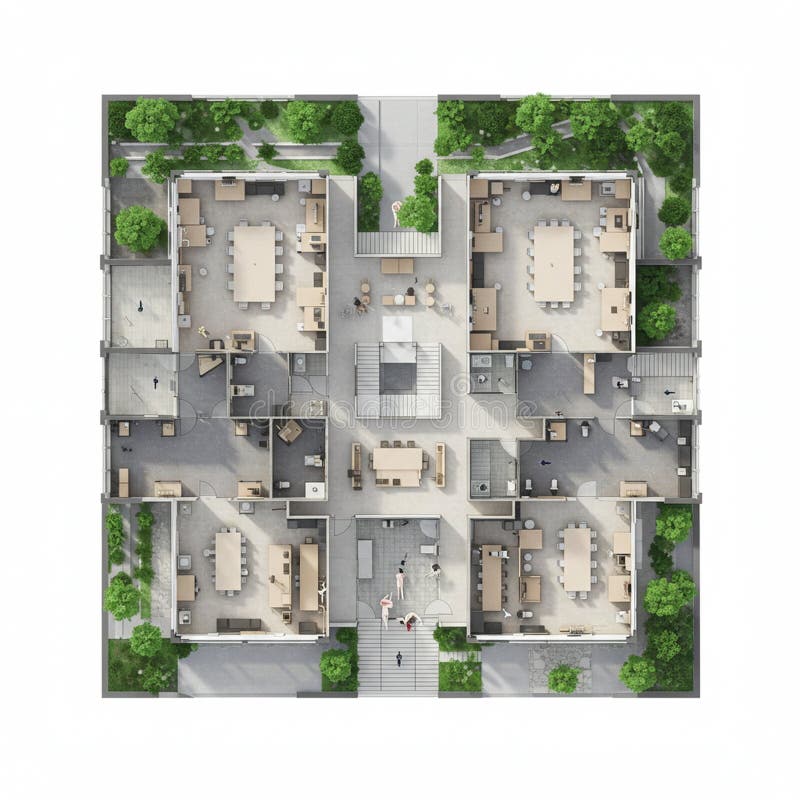 Floor Plan Showcasing an Office Layout with Multiple Workspaces and ...