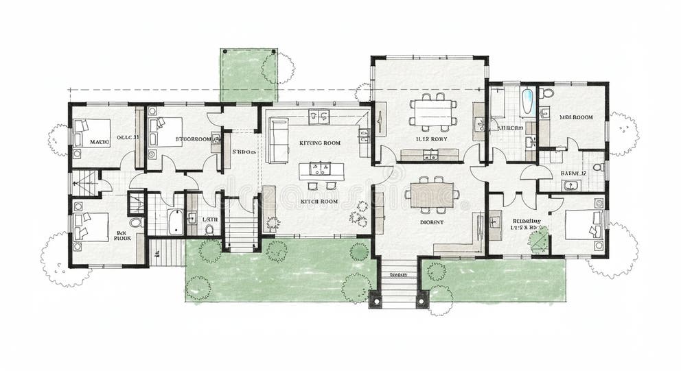 Floor Plan of a Single-story House Featuring Multiple Rooms Arranged in ...