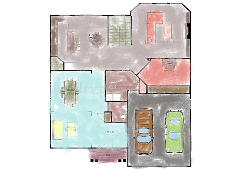 Floor Plan Sketch by Hand. Sketch Drawing of Apartment Flat Floor Plan ...