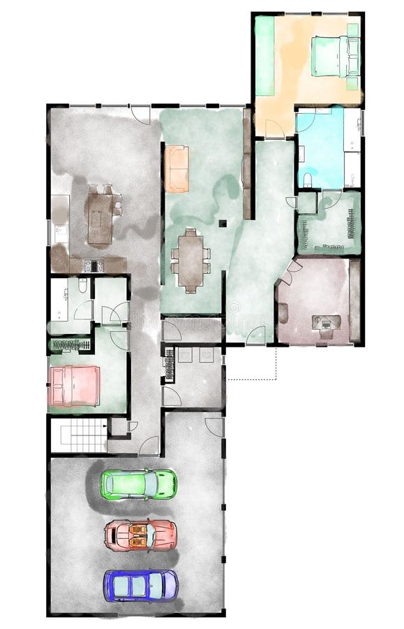 Floor Plan Sketch by Hand. Sketch Drawing of Apartment Flat Floor Plan ...