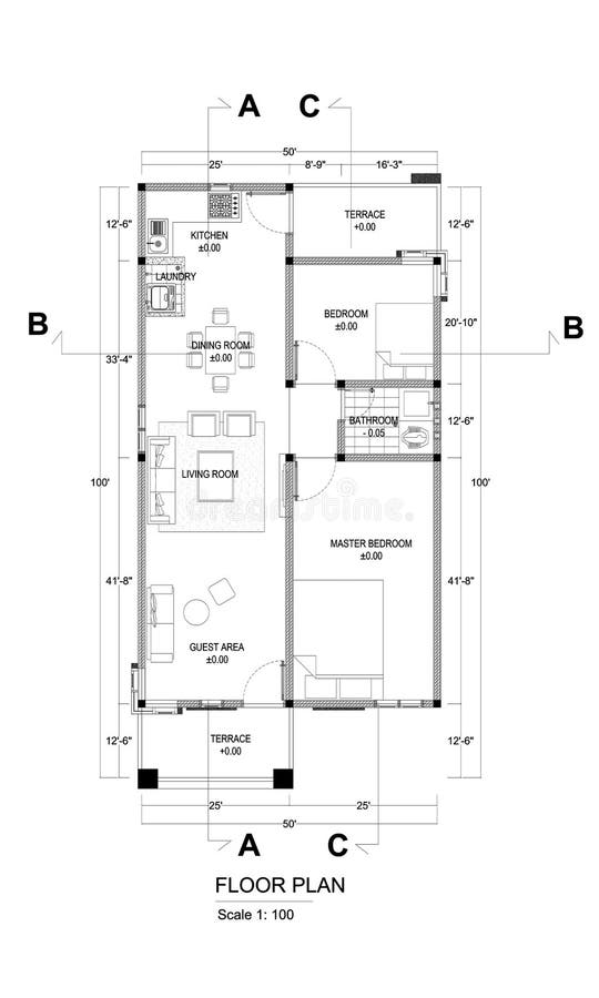 Floor Plan ST 1 House 6 X 12 M Stock Illustration - Illustration of ...
